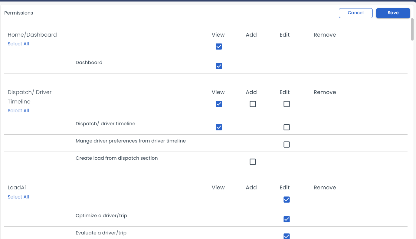 Roles and Permissions