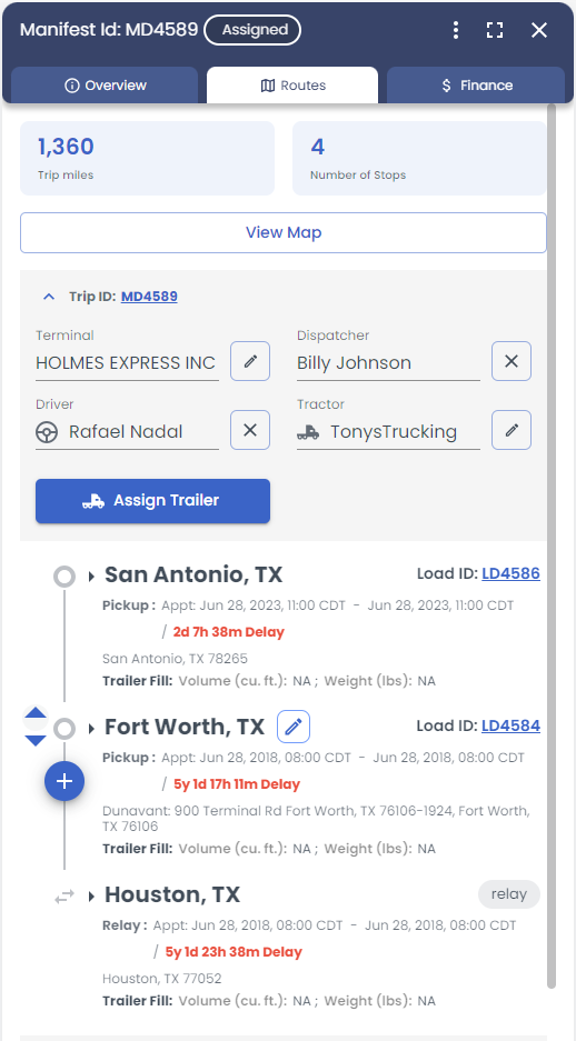 LTL/Partial loads & Manifest